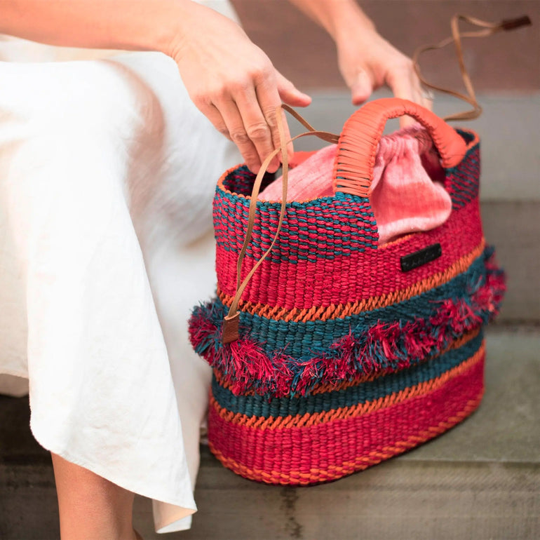 Raffia Tote Bag, 12x16" | Red Bags, Woven Tote Bag, 54kibo