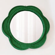 Round Wall Mirror 20" | Green Beaded Mirror - 54kibo
